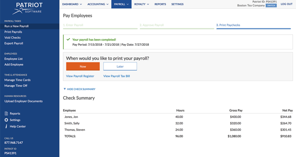 Pros & Cons of Patriot Software Full Service Payroll - Financesonline.com
