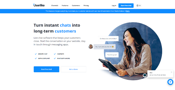 Userlike Reviews: Pricing & Software Features 2024 - Financesonline.com